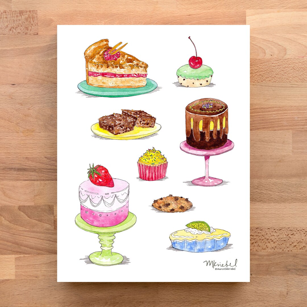 Bake Shop Cake Collection/ Various Cakes and Sweet Treats Illustrated ...