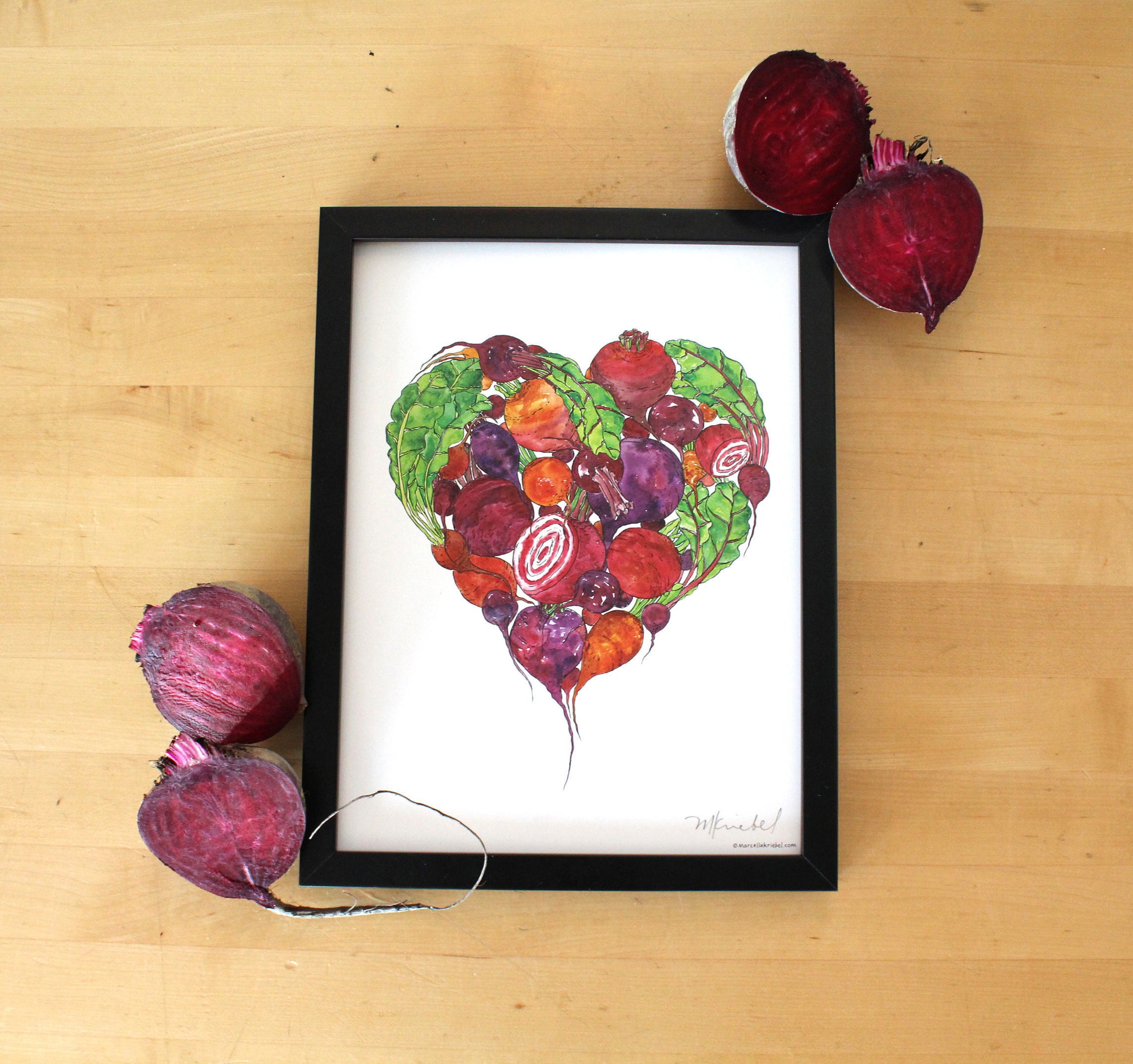 Heartbeet Watercolor Illustrated Kitchen Art Print/ Lovely | Etsy