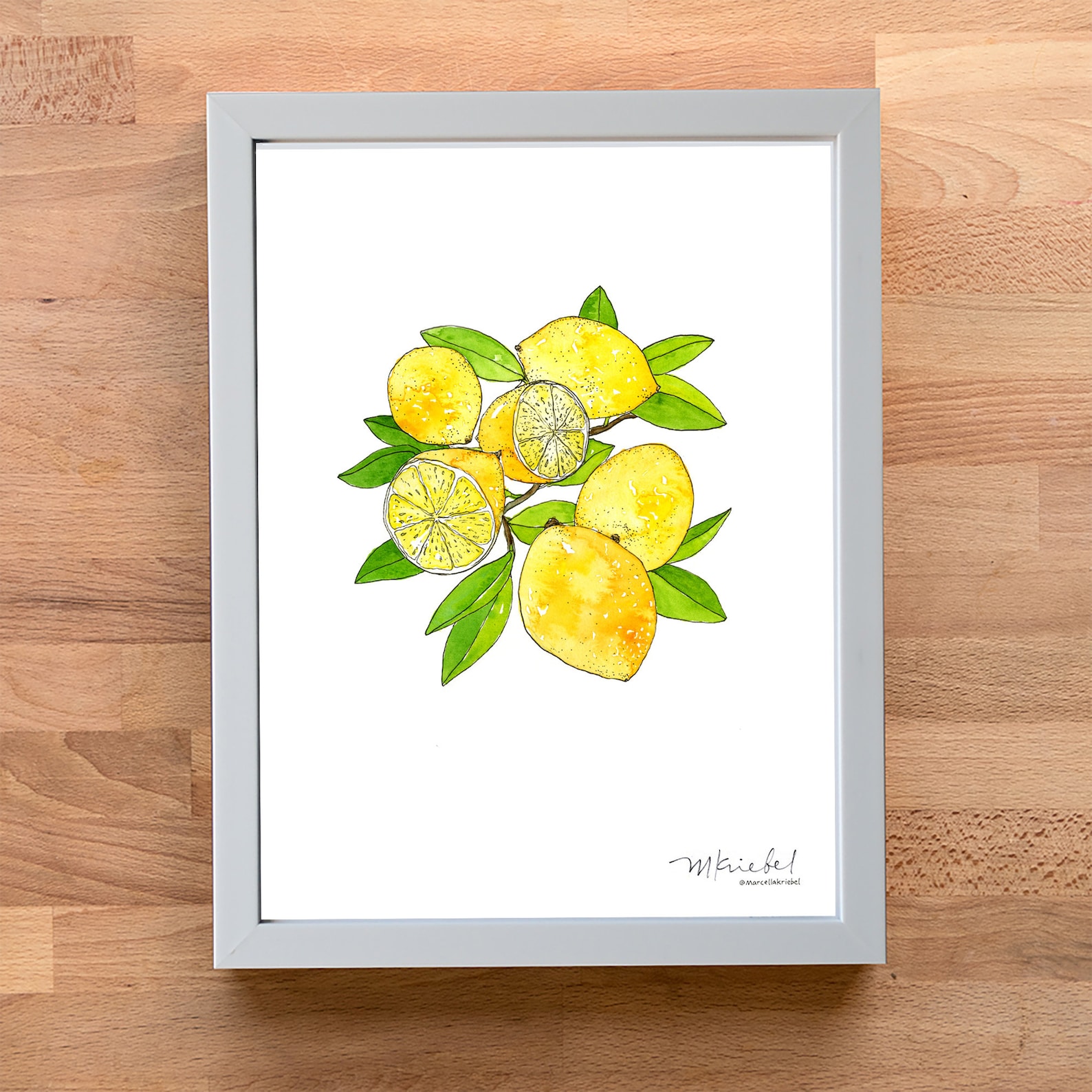 Lemon Watercolor Print, Kitchen Art for Citrus Lover, Illustrated ...