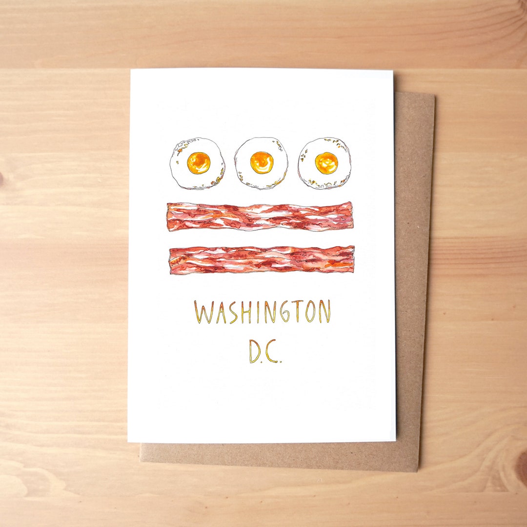 Washington DC Eggs and Bacon Breakfast Flag Greeting Card - Etsy
