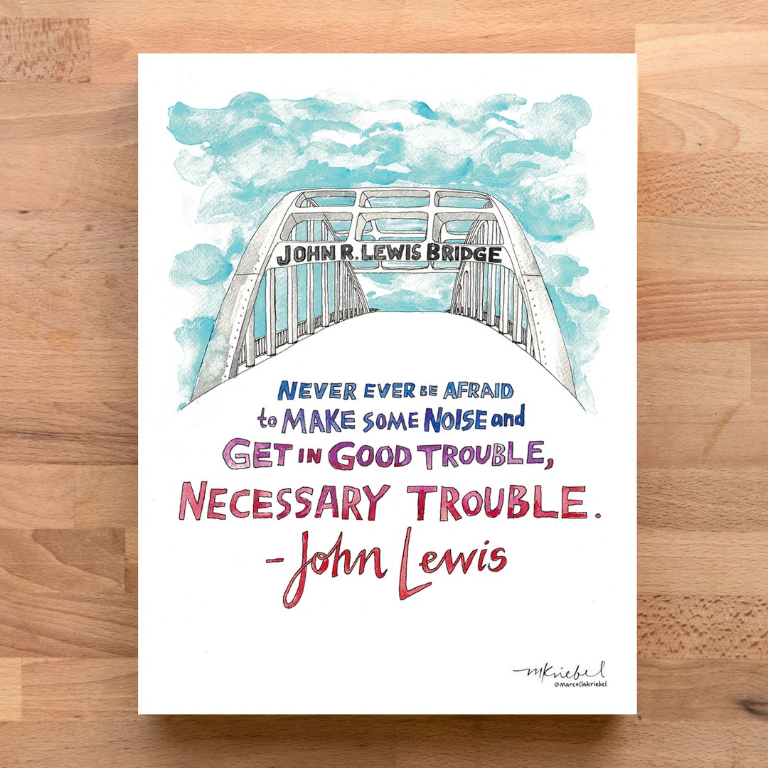 Good Trouble Quote by John Lewis Watercolor Art Print - Etsy