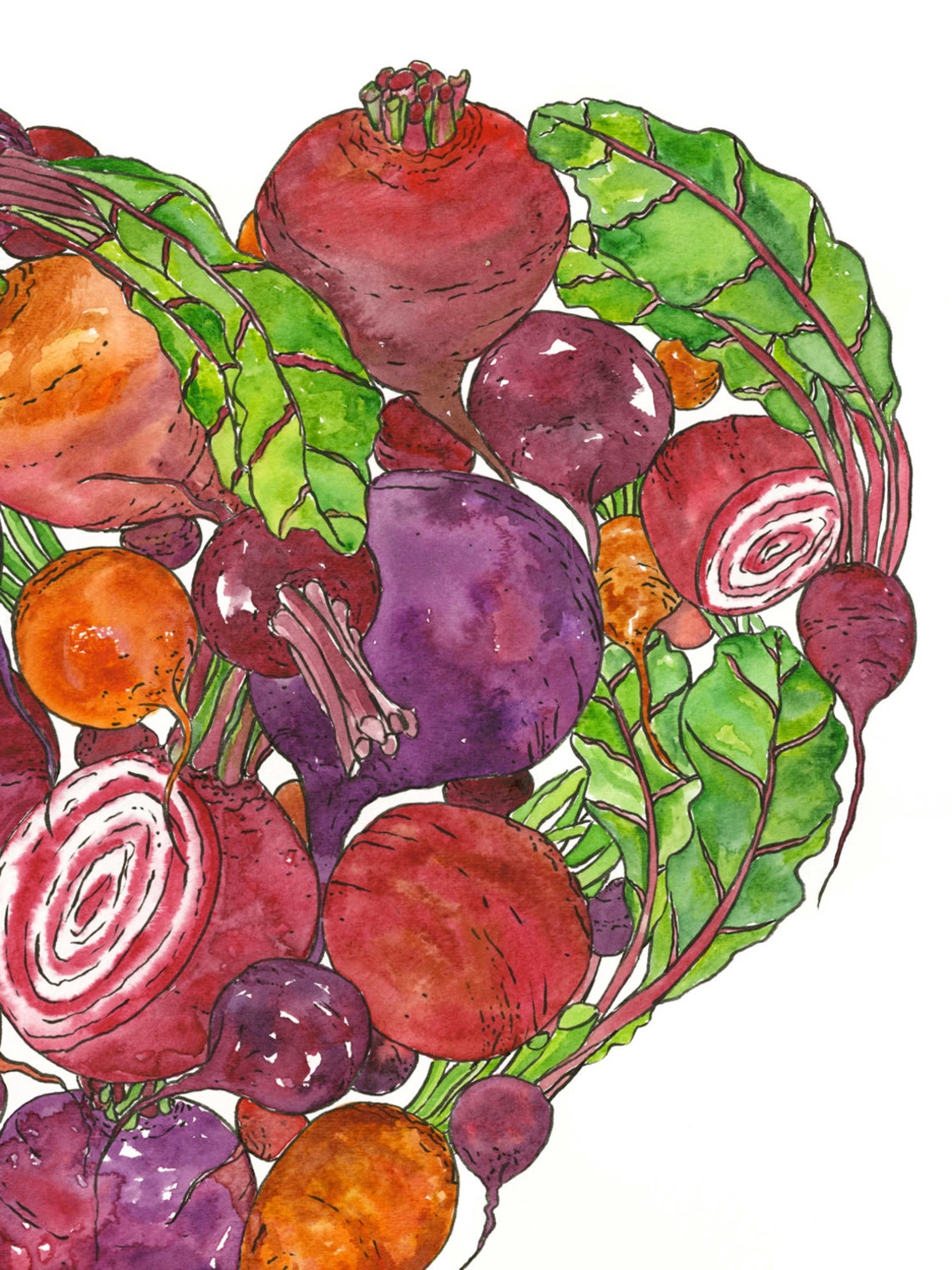 Heartbeet Greeting Card Envelope / Vegetable Heart | Etsy