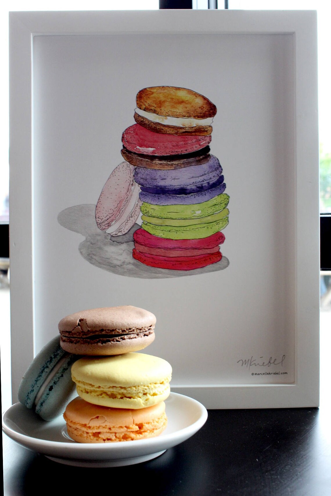 Colorful French Macaron Stack / Illustrated Watercolor Dessert - Etsy