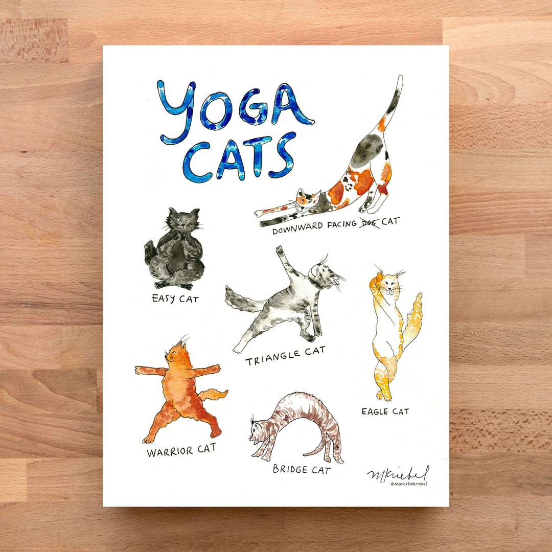 Yoga Cats Art Print: Watercolor Illustration for Yogi & Cat Lovers - Etsy