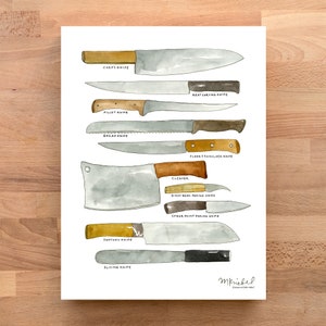 Kitchen Knives Art Print: Watercolor Chef Diagram - Etsy