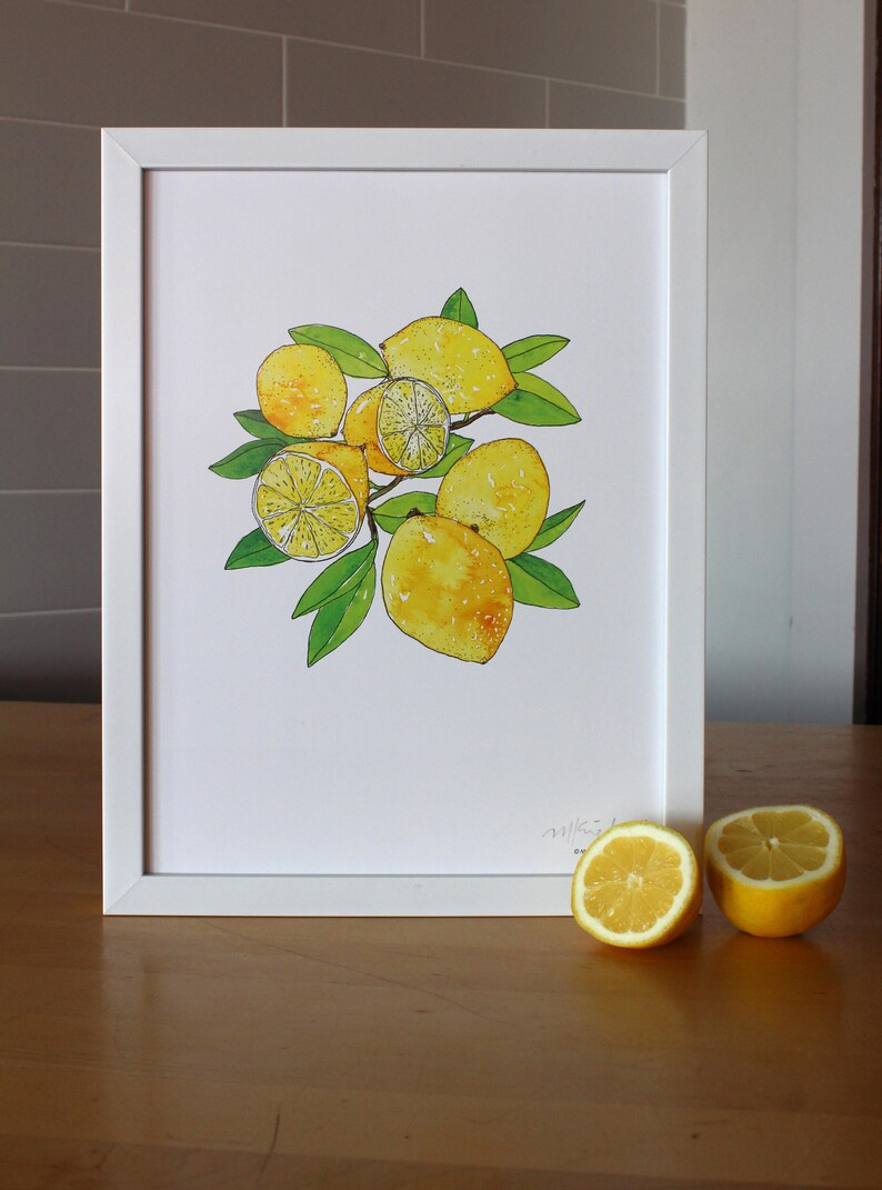 Lemon Watercolor Print Kitchen Art for Citrus Lover | Etsy