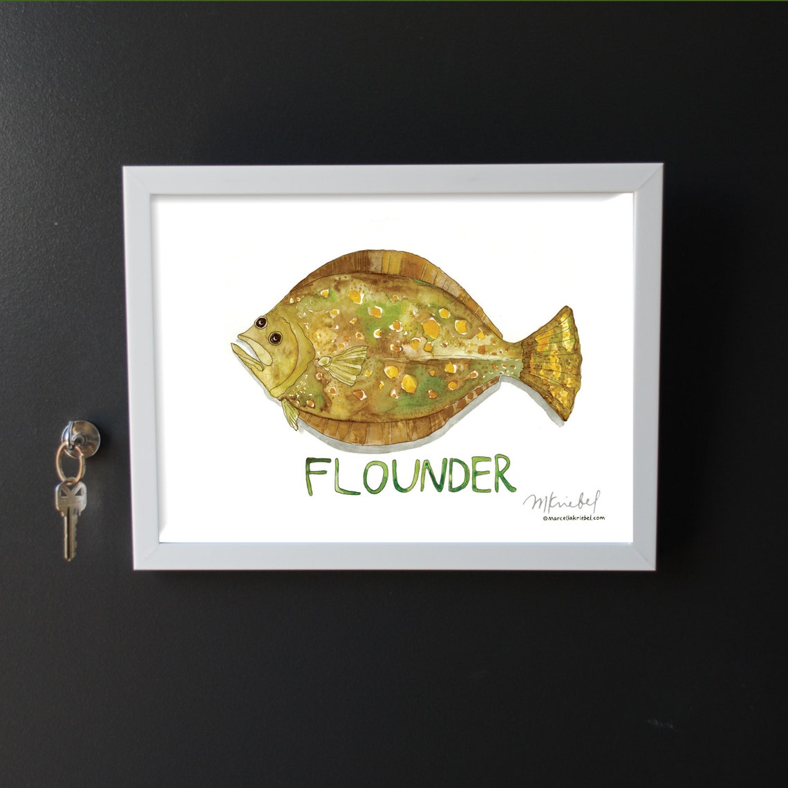 Flounder Fish Illustrated Watercolor Art Print | Etsy
