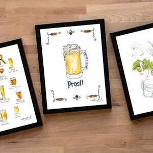 Prost! Beer Stein Illustrated Watercolor Art Print - Etsy