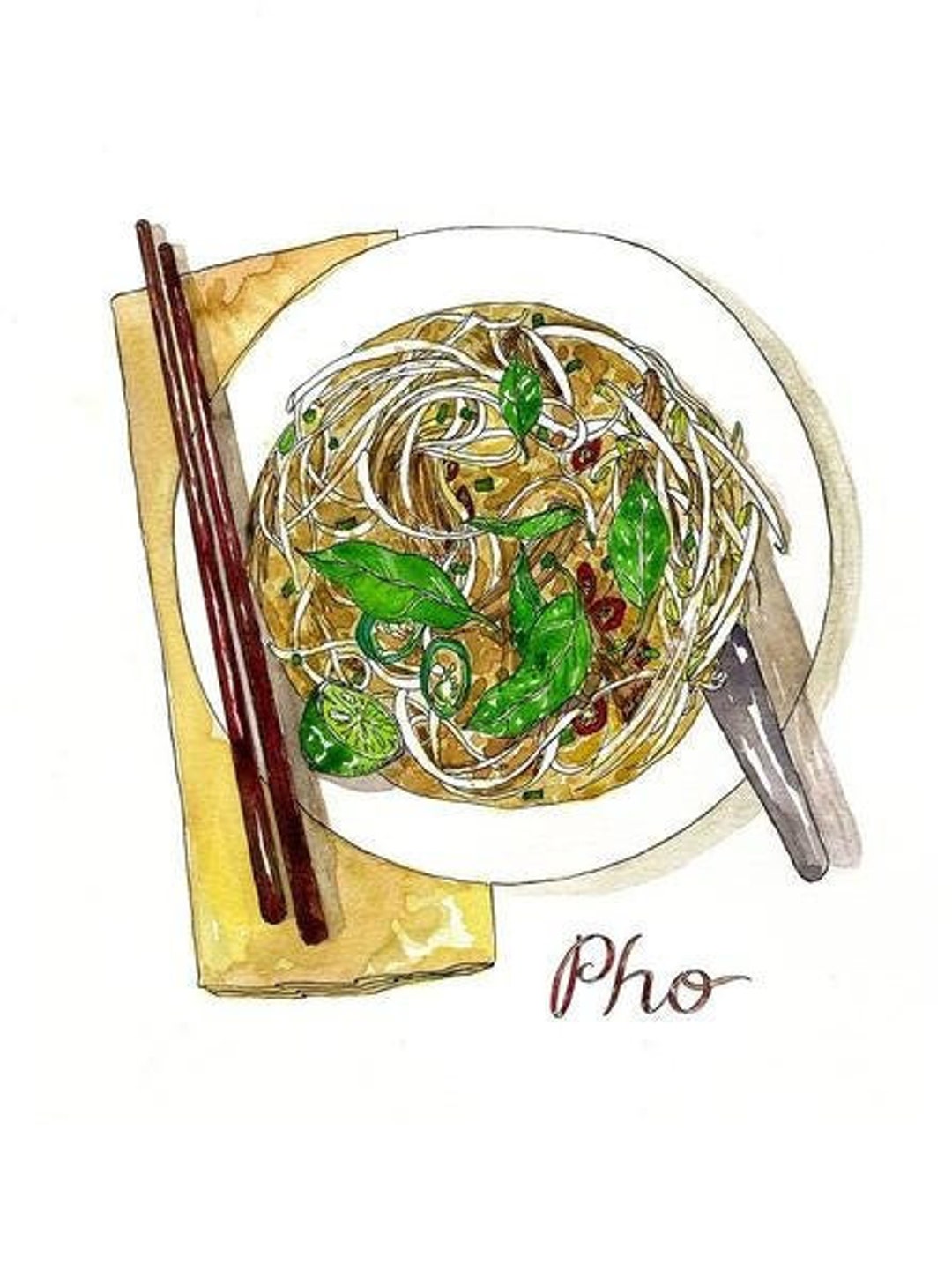 Pho / Illustrated Watercolor Art Print - Etsy