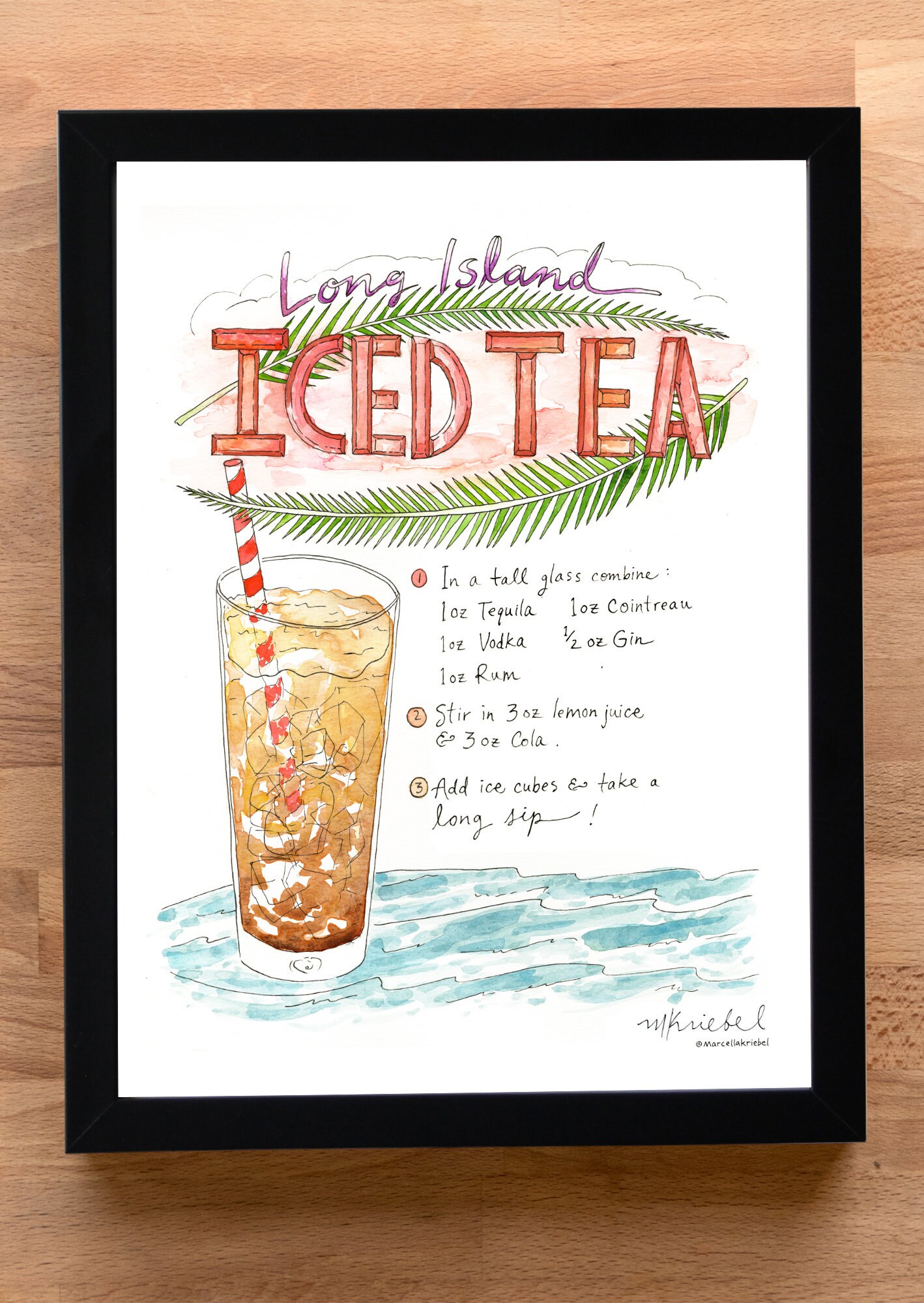 Cocktail Recipe 'Long Island Iced Tea' Digital Download Print Poster ...