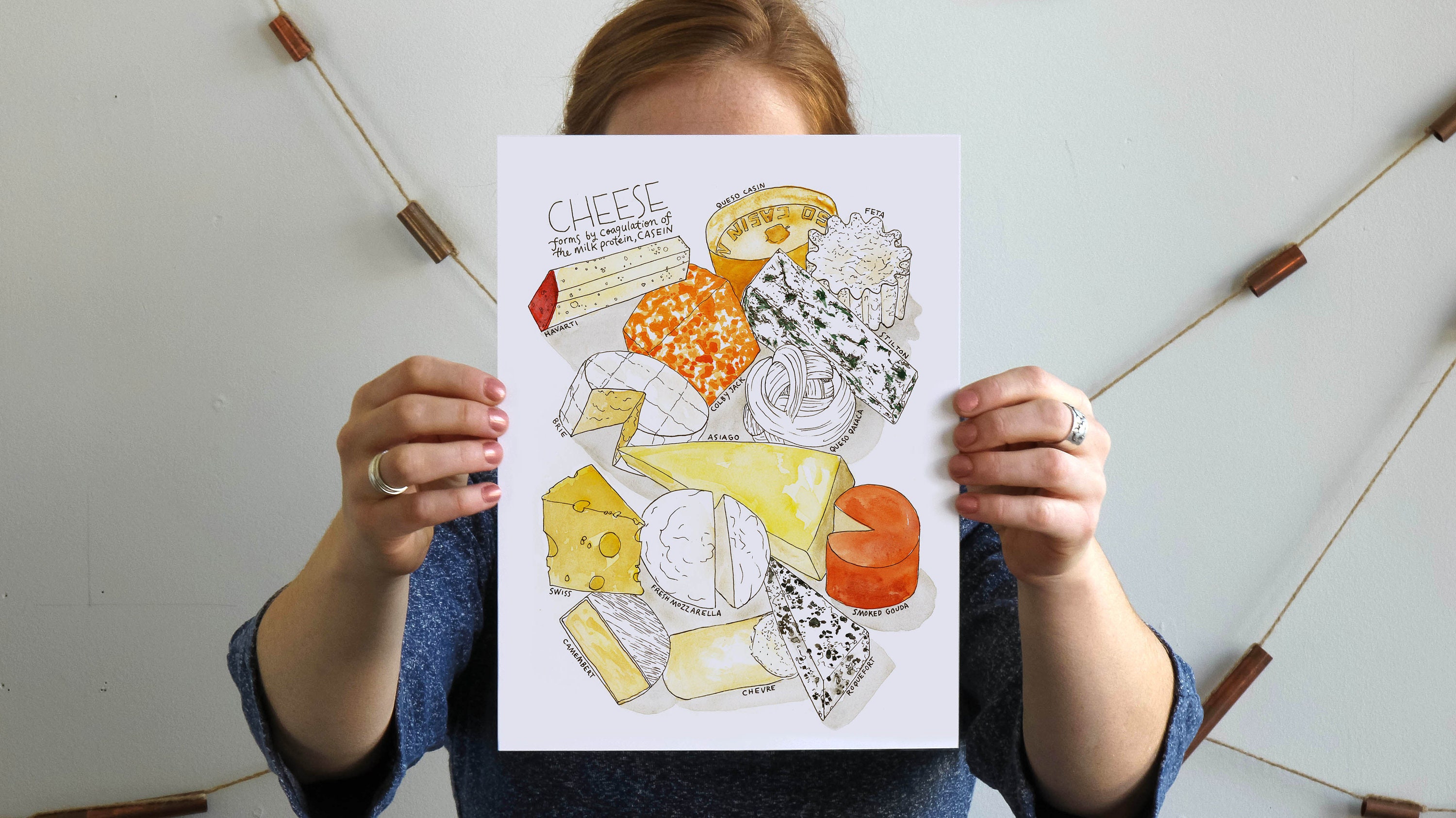 Cheese Board Watercolor Art Print / Types of Fromage for the | Etsy