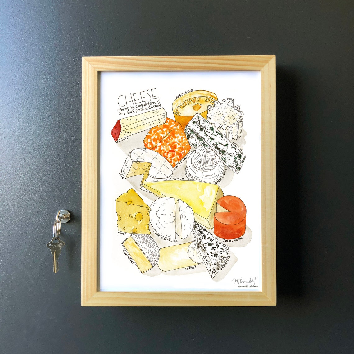 Cheese Board Watercolor Art Print / Types of Fromage for the - Etsy