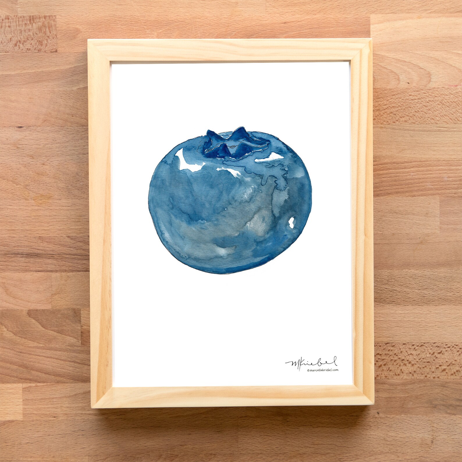 Large Blueberry Illustrated Watercolor Art Print - Etsy