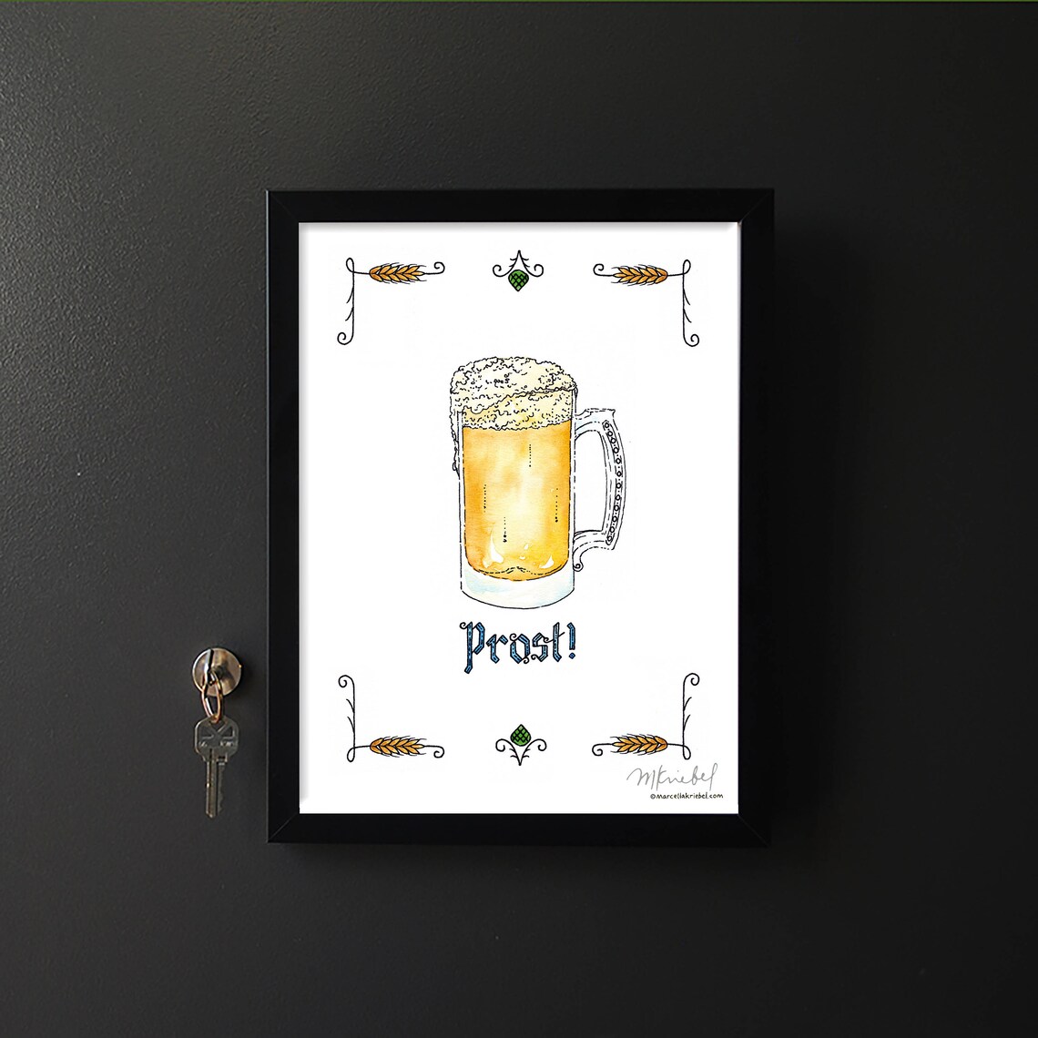 Prost Beer Stein Illustrated Watercolor Art Print - Etsy