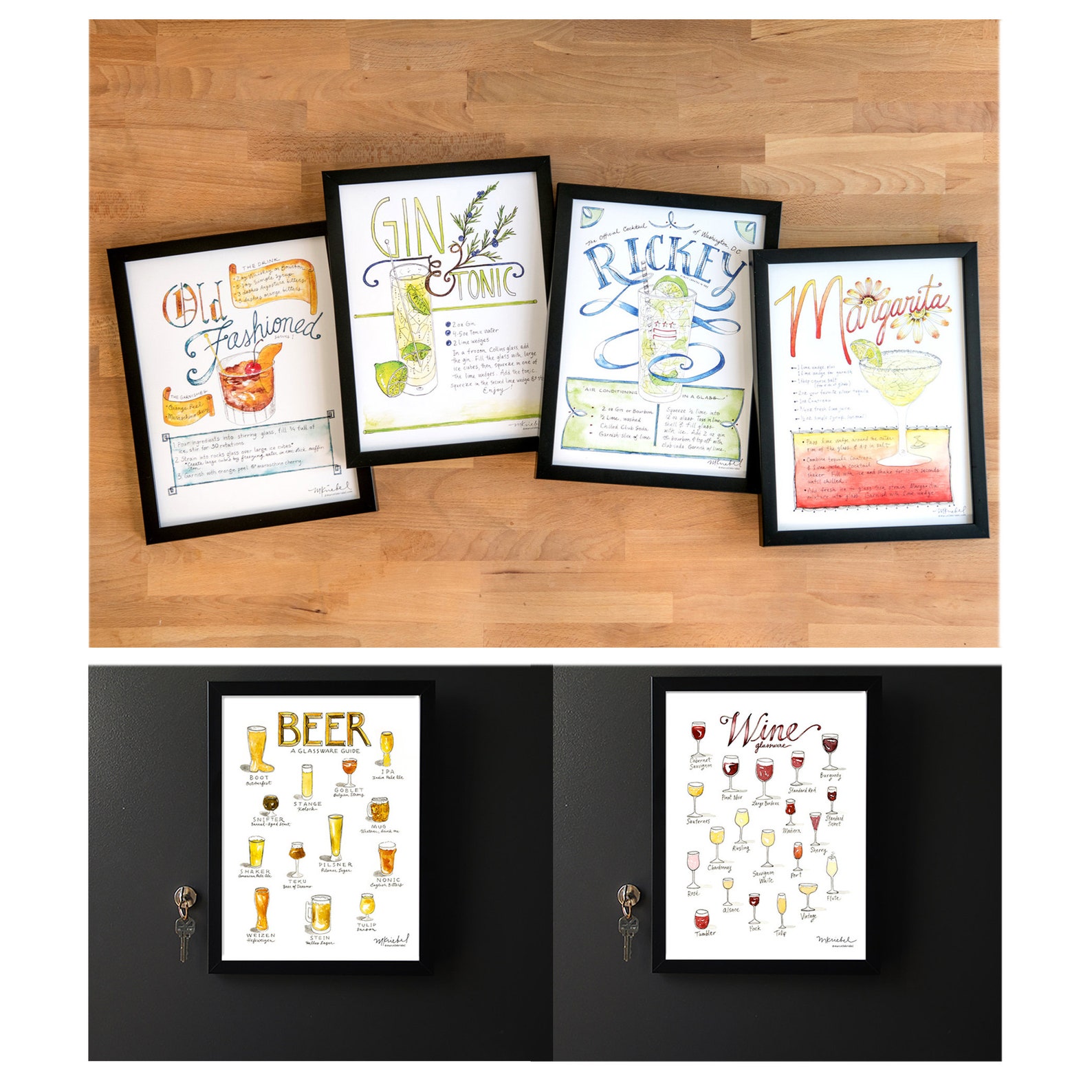 Beer Glassware Guide Watercolor Art Print Illustrated | Etsy