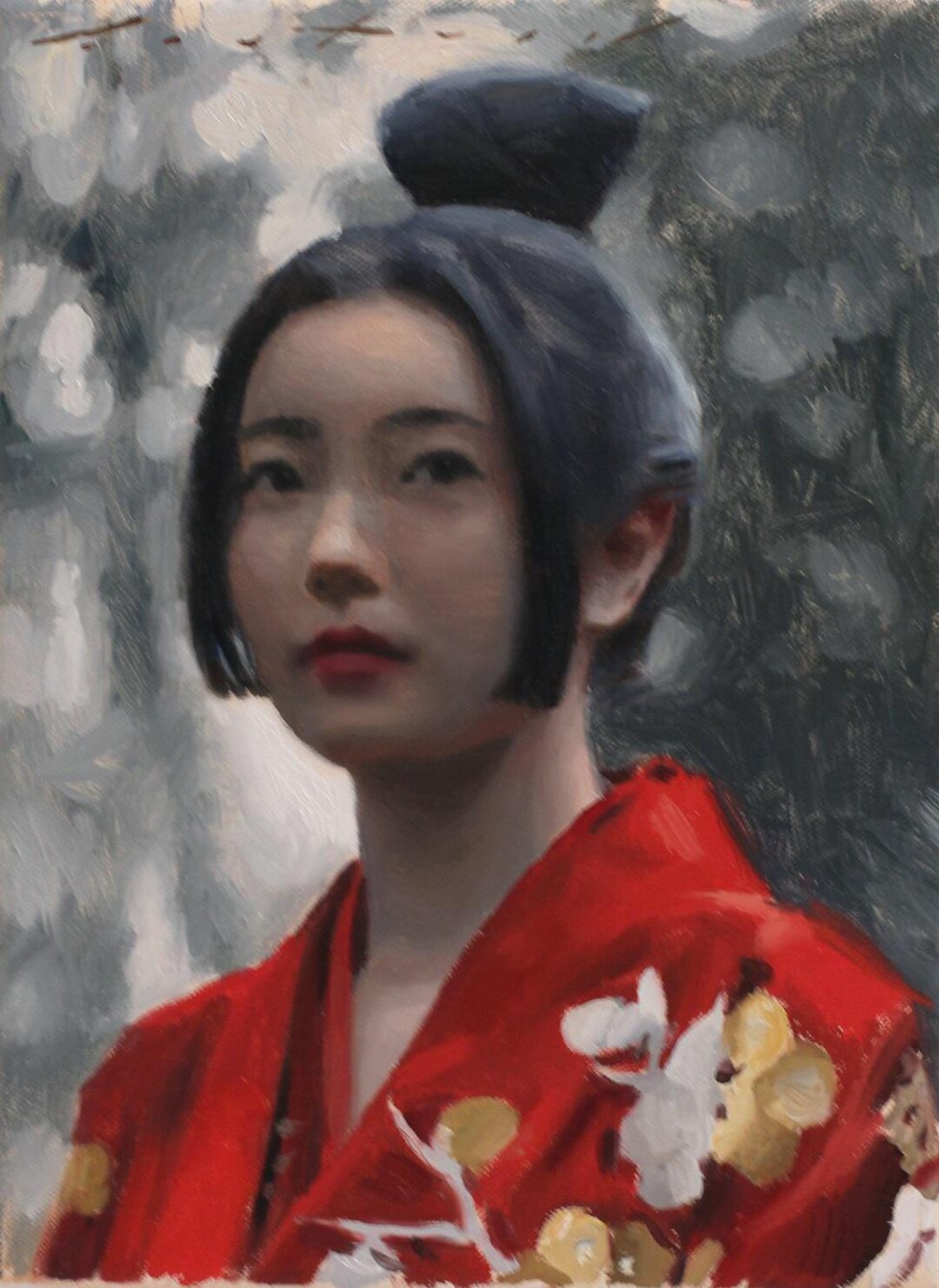 Kiku San - Oil Painting on 9" X 12" Canvas - Japanese Portrait Art - Etsy
