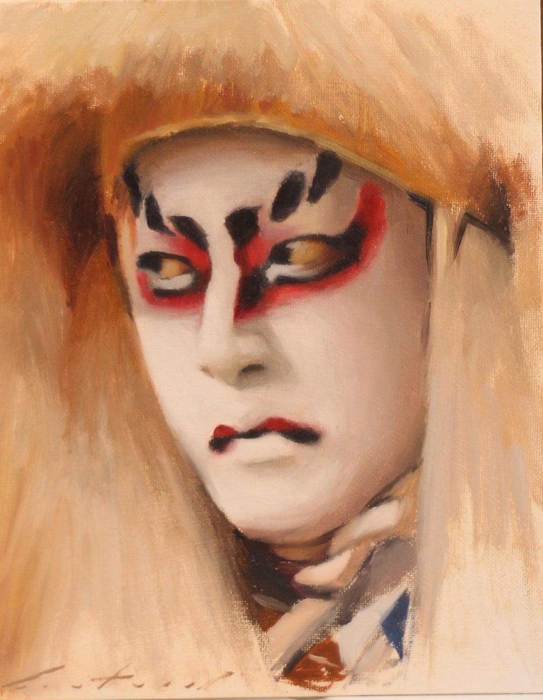 Kabuki II - Oil Painting on 8" X 10" Canvas Board - Japanese ...