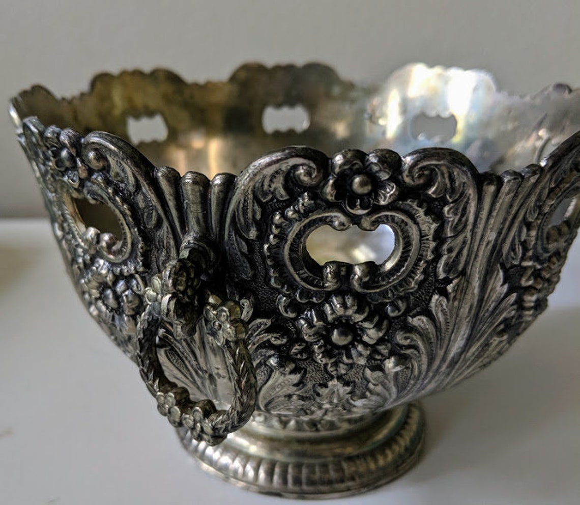 Elegant Raimond Silver Plate Candy Bowl With Swinging Ring Handles ...