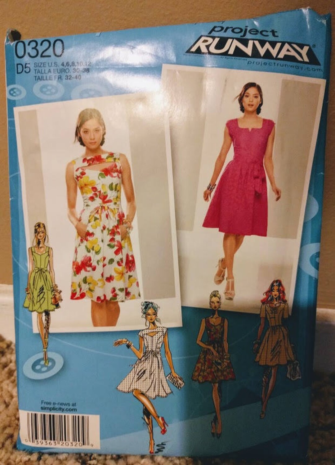 Simplicity Project Runway Dress Pattern 0320. Size 4-6-8-10-12 (bust 29 ...