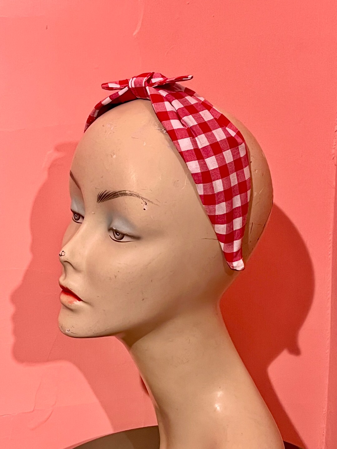 Vintage Style Headband Made From Red and White Gingham Fabric - Etsy