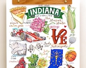 Indiana State Print. Illustration. The Hoosier State. | Etsy
