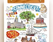 Connecticut State Print. Illustration. the Nutmeg State. - Etsy