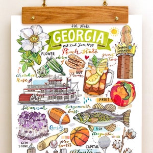 Georgia State Print. Illustration. the Peach State. - Etsy
