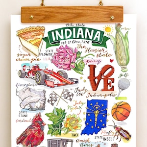 Indiana State Print. Illustration. the Hoosier State. Indianapolis ...