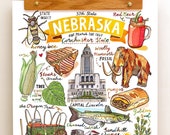 Nebraska State Print. Illustration. Cornhusker State. - Etsy