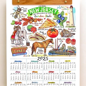 2025 Wall Calendar New Jersey - Etsy