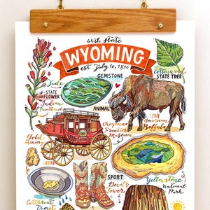 Wyoming State Print, Illustration, State Symbols, the Cowboy State ...