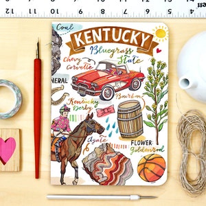 Kentucky Notebook, Blank Journal, Bluegrass State, Illustration, State ...