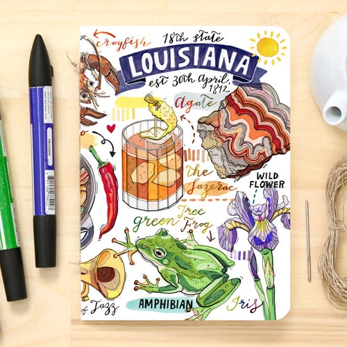 Louisiana Notebook State Symbols Blank Journal New Orleans | Etsy