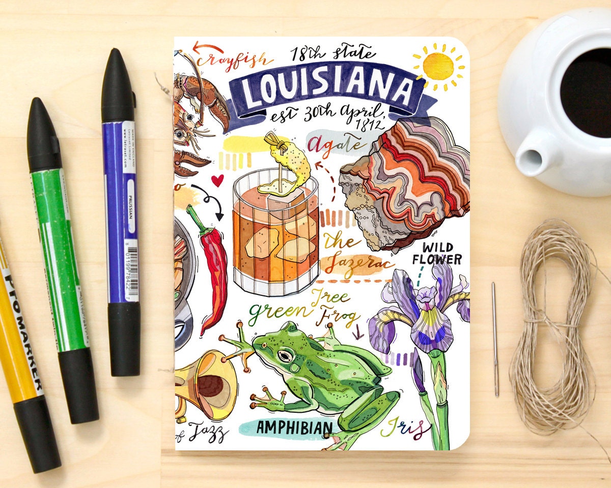 Louisiana Notebook State Symbols Blank Journal New Orleans | Etsy