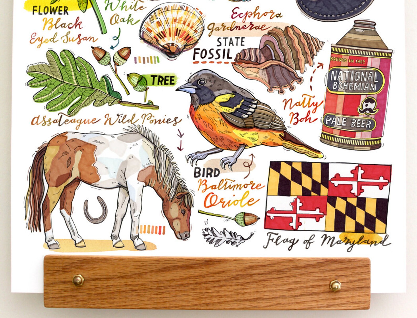 Maryland Print State Symbols Illustration Old Line State - Etsy