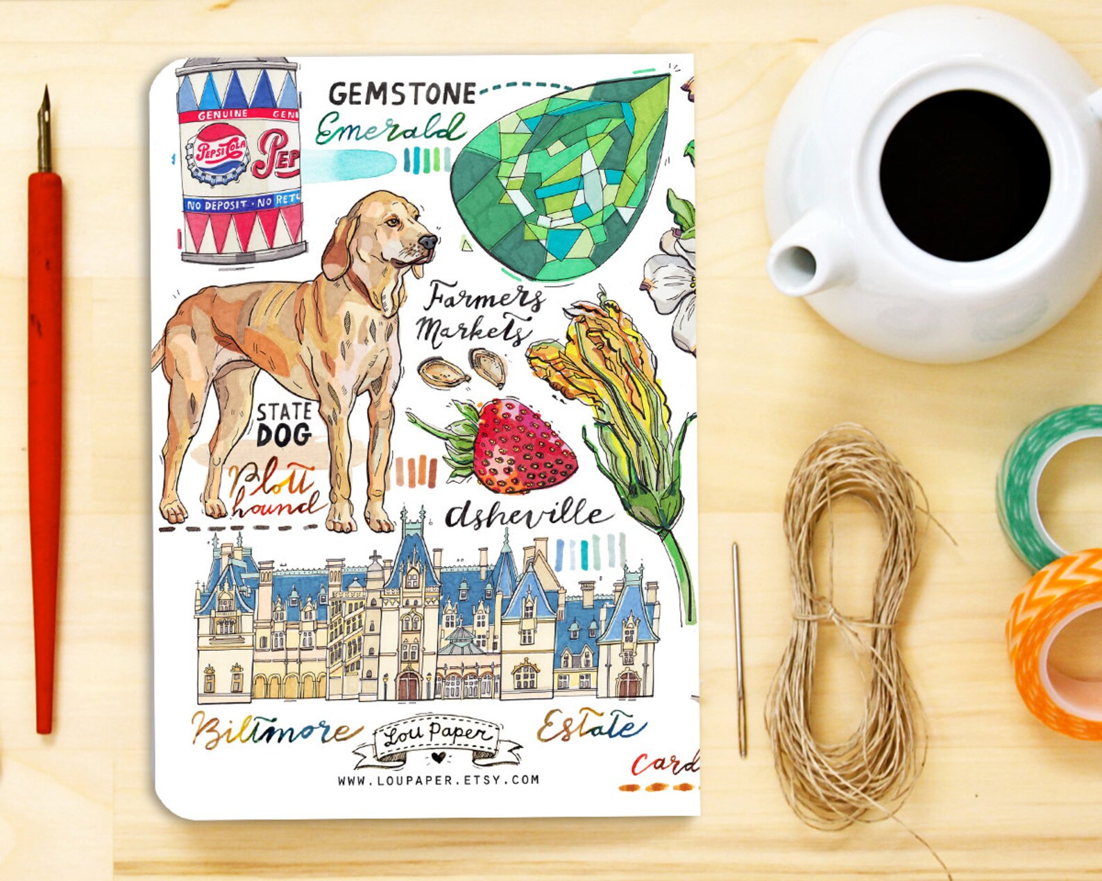 North Carolina Notebook, Blank Journal, State Art, State Symbols ...