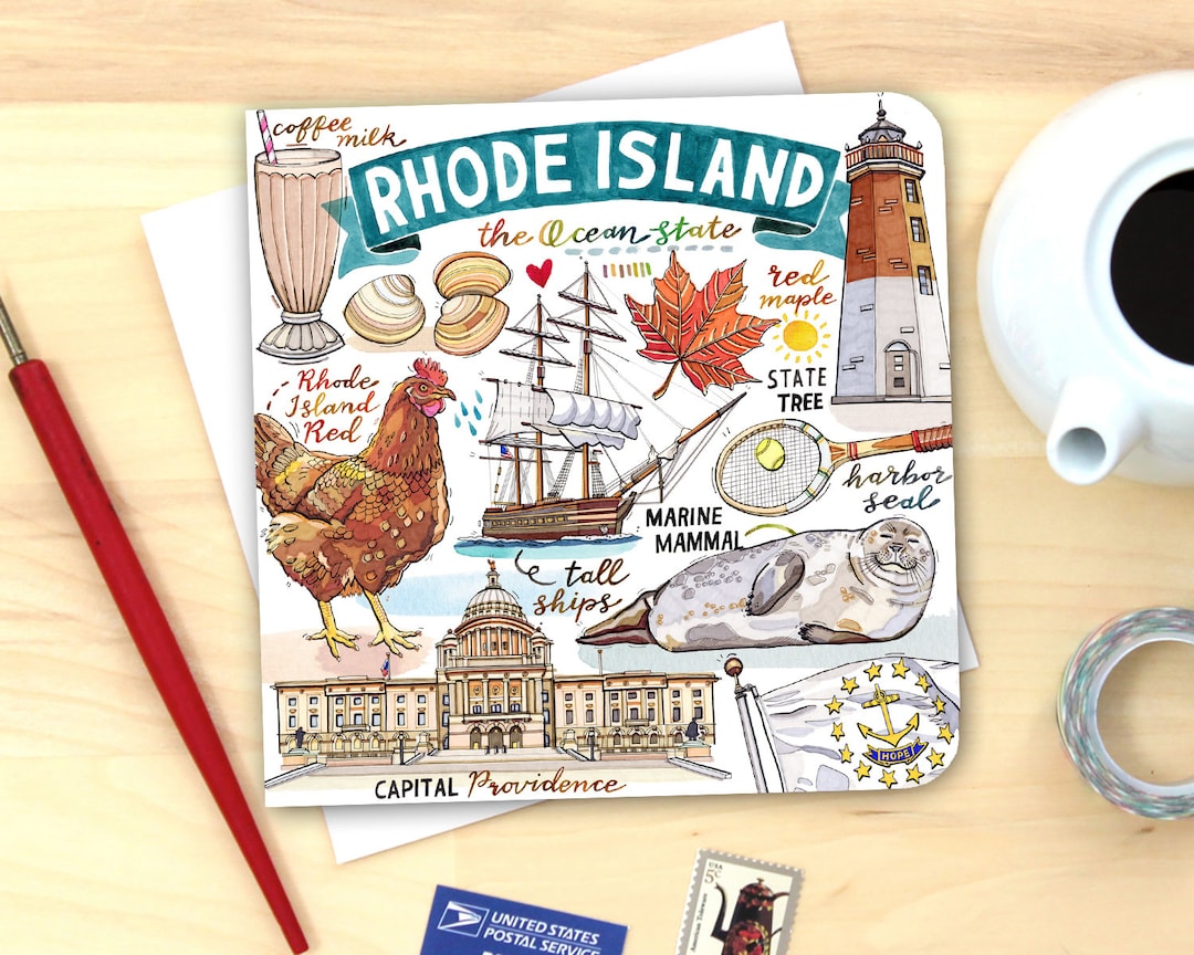Rhode Island Notecard. Single or Pack of 4. - Etsy