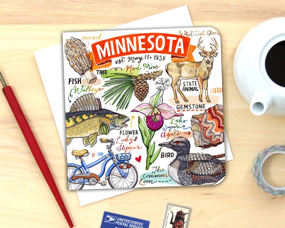 Minnesota Notecard. Single or Pack of 4. - Etsy