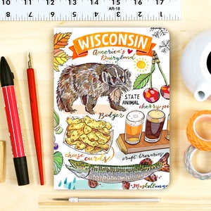 Wisconsin Notebook. Blank Journal. Gift. Stationery. Badger State. - Etsy