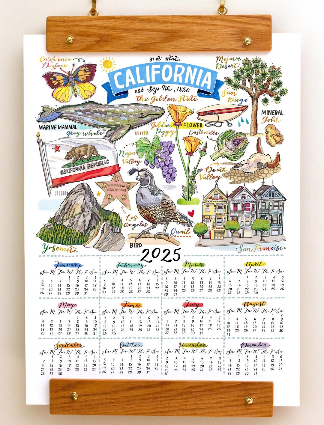 California Wall Calendar 2025. 11x14. - Etsy