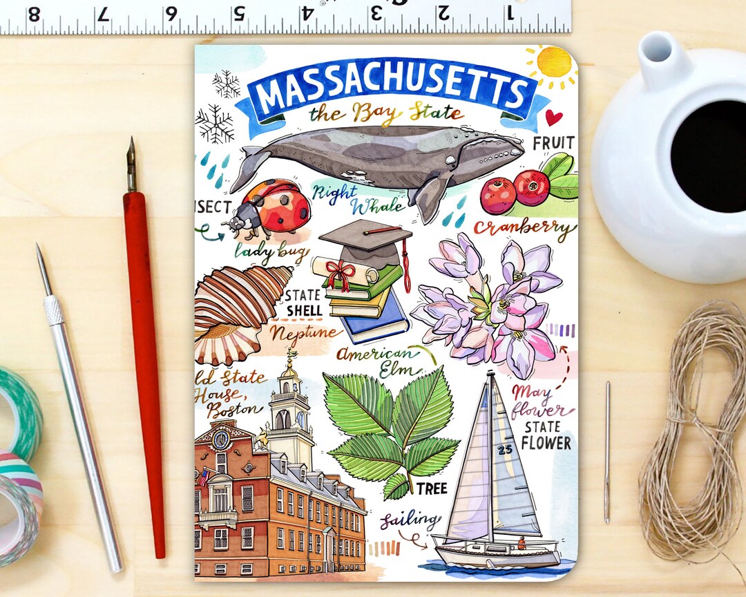 Massachusetts Notebook, the Bay State. - Etsy