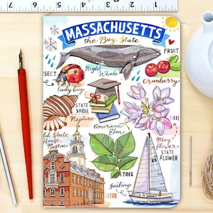 Massachusetts Notebook, the Bay State. - Etsy