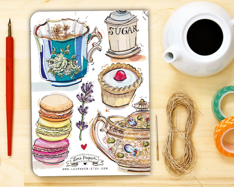 Tea Time notebook blank journal. | Etsy