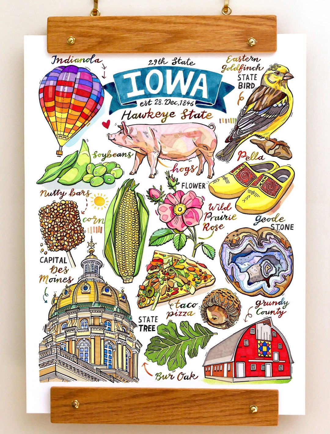 Iowa State Print. Hawkeye State. - Etsy