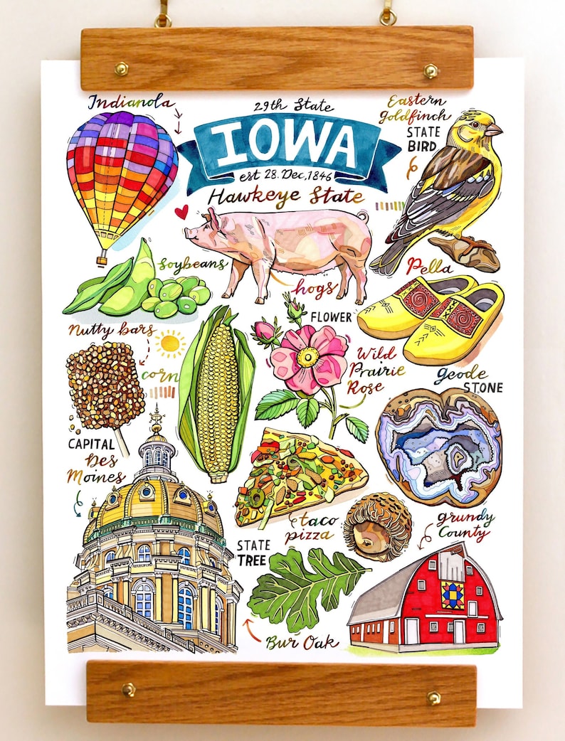 Iowa State Print. Hawkeye State. - Etsy