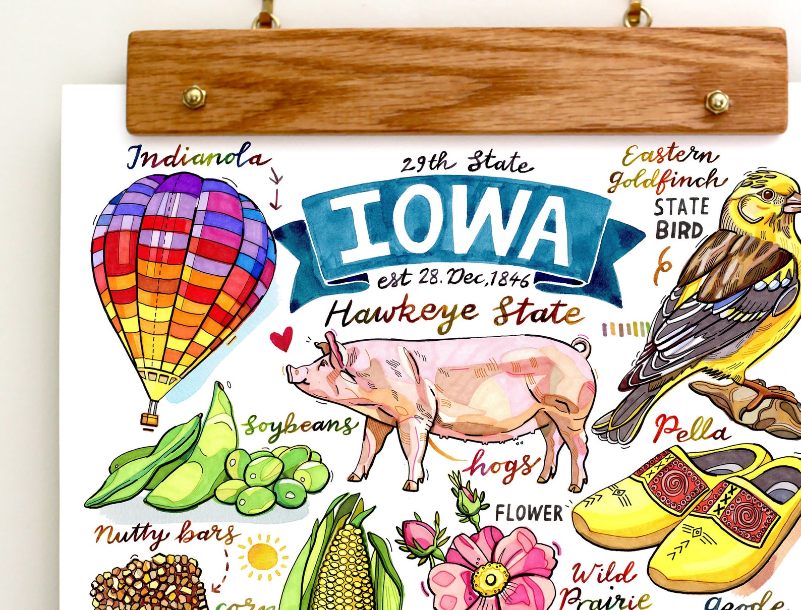 Iowa State Print. Hawkeye State. - Etsy