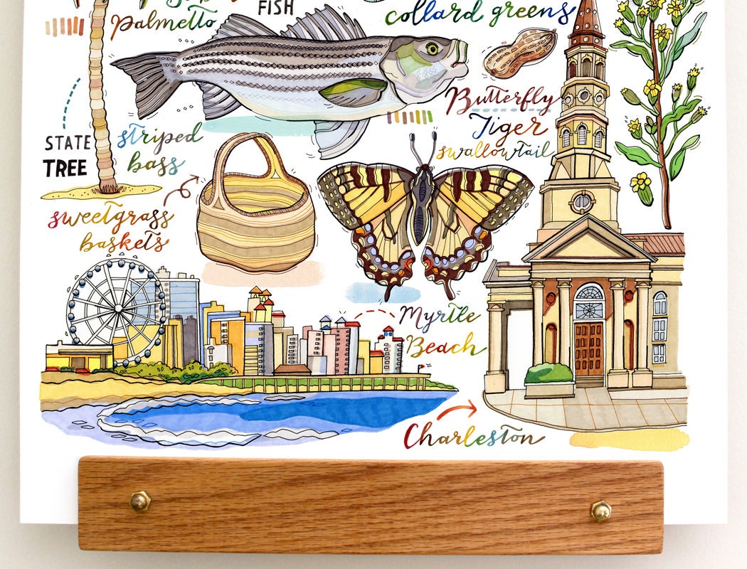 South Carolina Print State symbols Illustration The | Etsy