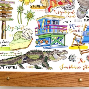 Florida Print, State Symbols, Illustration, State Art, Key West,miami ...