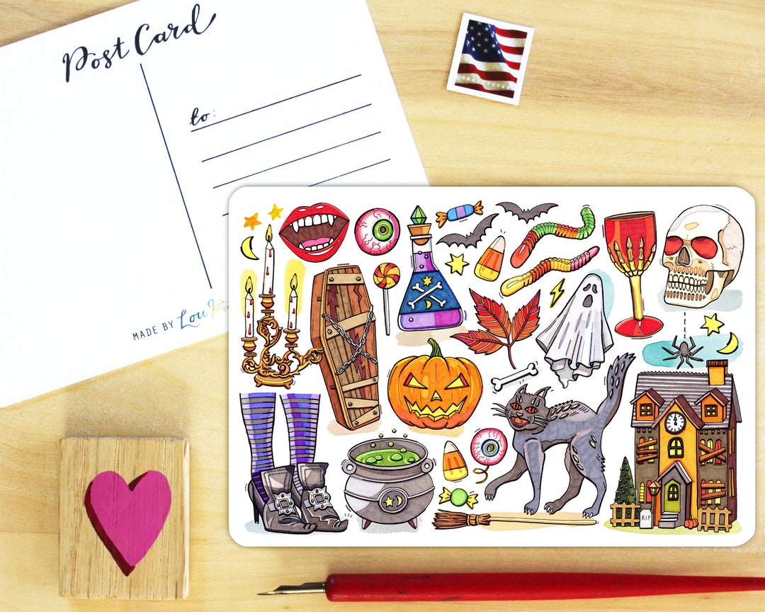 Halloween Postcard. - Etsy