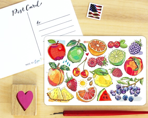 Fruits Postcard. | Etsy
